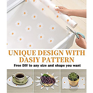 Daisy Flower Flower Shelf Liner for Kitchen Cabinets Non-Adhesive Drawer Liner Non-Slip Refrigerator Liner Waterproof Fridge Pad Cupboard Mat Easy Placemats, 11.8"X59"