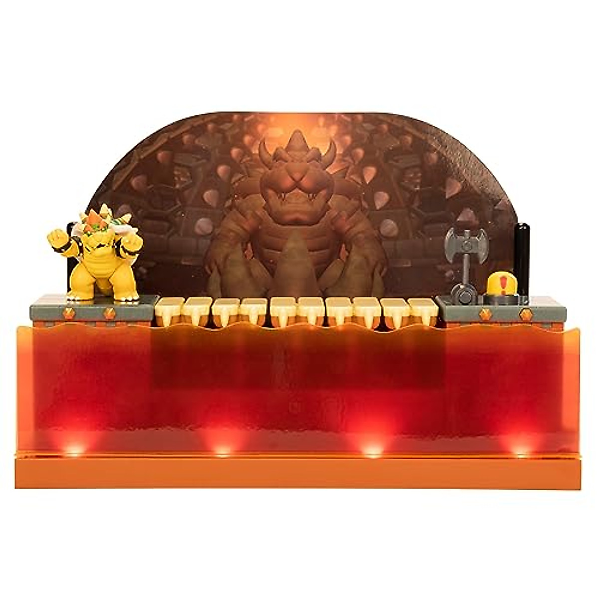 Super Mario Nintendo Deluxe Bowser Battle Playset with Lights and Sounds, 2.5 Inch Bowser Action Figure Included