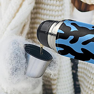 Stainless Steel Leather Vacuum Insulated Mug Seaweed Thermos Water Bottle for Hot and Cold Drinks Kids Adults 16 Oz