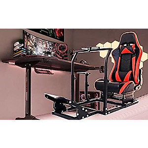 Minneer Racing Simulator Cockpit with Racing Seat V2 Support Game Support Stand Up Simulation Driving Bracket for Logitech G29,G27,G25, G923 Racing Steering Wheel Stand Without Wheel and Pedals (RED)