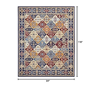 Nourison Grafix Traditional Multicolor 7'10" x 9'10" Area Rug, Easy Cleaning, Non Shedding, Bed Room, Living Room, Dining Room, Kitchen (8x10)