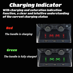 Controller Charger, Multi-Functional Dual USB Charging Dock Controller Charging Station with Green and Red Indicator Light for / Move/ VR Controller.