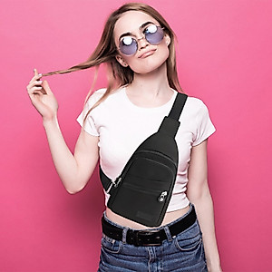Small Sling Backpack Cross Body Bag for Women, Sling Bag Fanny Pack Crossbody Bags for Outdoors Hiking Traveling - Black