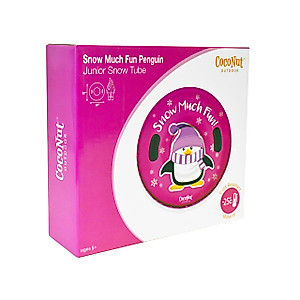 CocoNut Outdoor- 32” Inflatable Penguin Snow Ring- “Snow Much Fun” Heavy Duty Snow Sled with Sturdy Handles for Kids, Teens and Adults-Cold Resistant Toboggan -Lightweight Tube for Boys and Girls