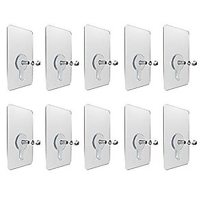 ZHANGLI 10pcs/Pack Screws Hanger No Hole Hook Home Traceless Sticker Wall Mounted Strong Non-Marking Stickers Perforated Stainless Steel Screw Patches