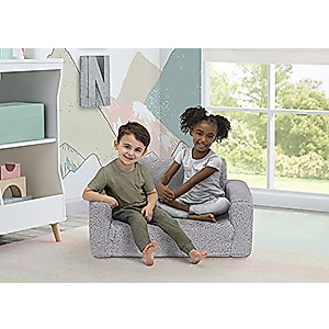 Delta Children Cozee Flip-Out Sherpa 2-in-1 Convertible Sofa to Lounger for Kids, Grey