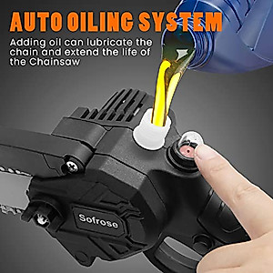 6 Inch Mini Chainsaw Sofrose Cordless Chainsaw with Auto-Oil System 2X 2.0Ah Batteries One-Handed Electric Chain Saw Electric Pruning Chainsaw for Wood Cutting Garden Logging Trimming Branch