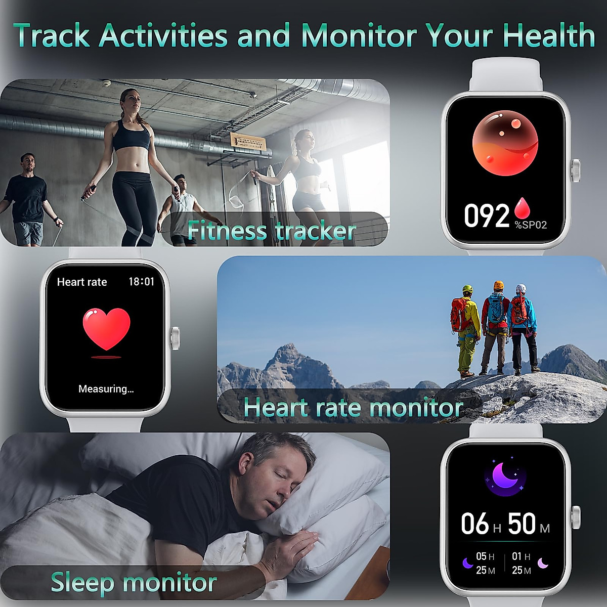 Smart Watch (Answer/Make Call), 1.8" Smartwatch Fitness Tracker for Android and iOS Phones with Heart Rate Sleep Tracking, 132 Sport Modes, Blood Oxygen, Ai Voice Control,Fitness Watch for Women Men