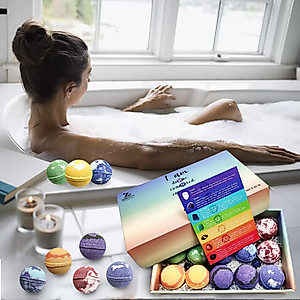Chakra Healing Gemstones Bath Bombs. 15 Essential Oil Bath Bombs. Real Chakra Stones Bath Bombs for Adults. Perfect for Yoga Lovers. Meditation, Balancing, Positive Energy, Sleep, Reiki & Yoga Lovers