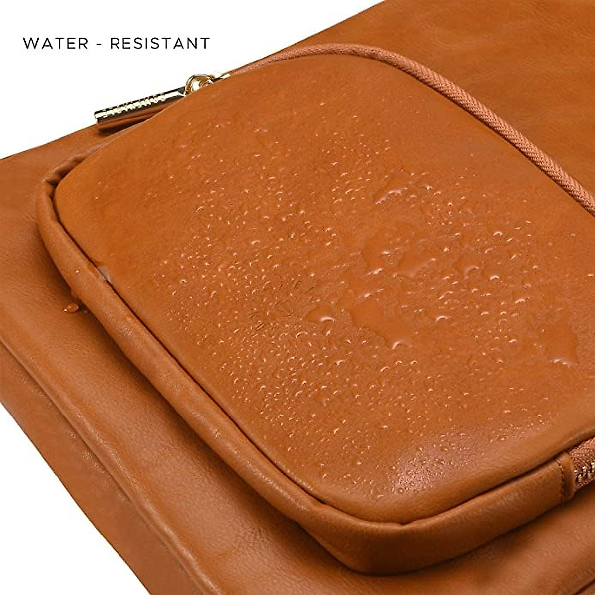 Comfyable Laptop Sleeve Bag 14 Inch Compatible for MacBook Pro 14 Inch 13 Inch, MacBook Air 13 in M2 M1 with Handle & Pocket - Faux Leather Computer Carry Briefcase-Brown