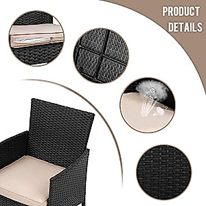 3 Pieces Patio Furniture Sets Outdoor Wicker Bistro Set Clearance Rattan Chairs Patio Set Conversation Sets with Coffee Table for Porch Poolside Balcony Garden Lawn, Black