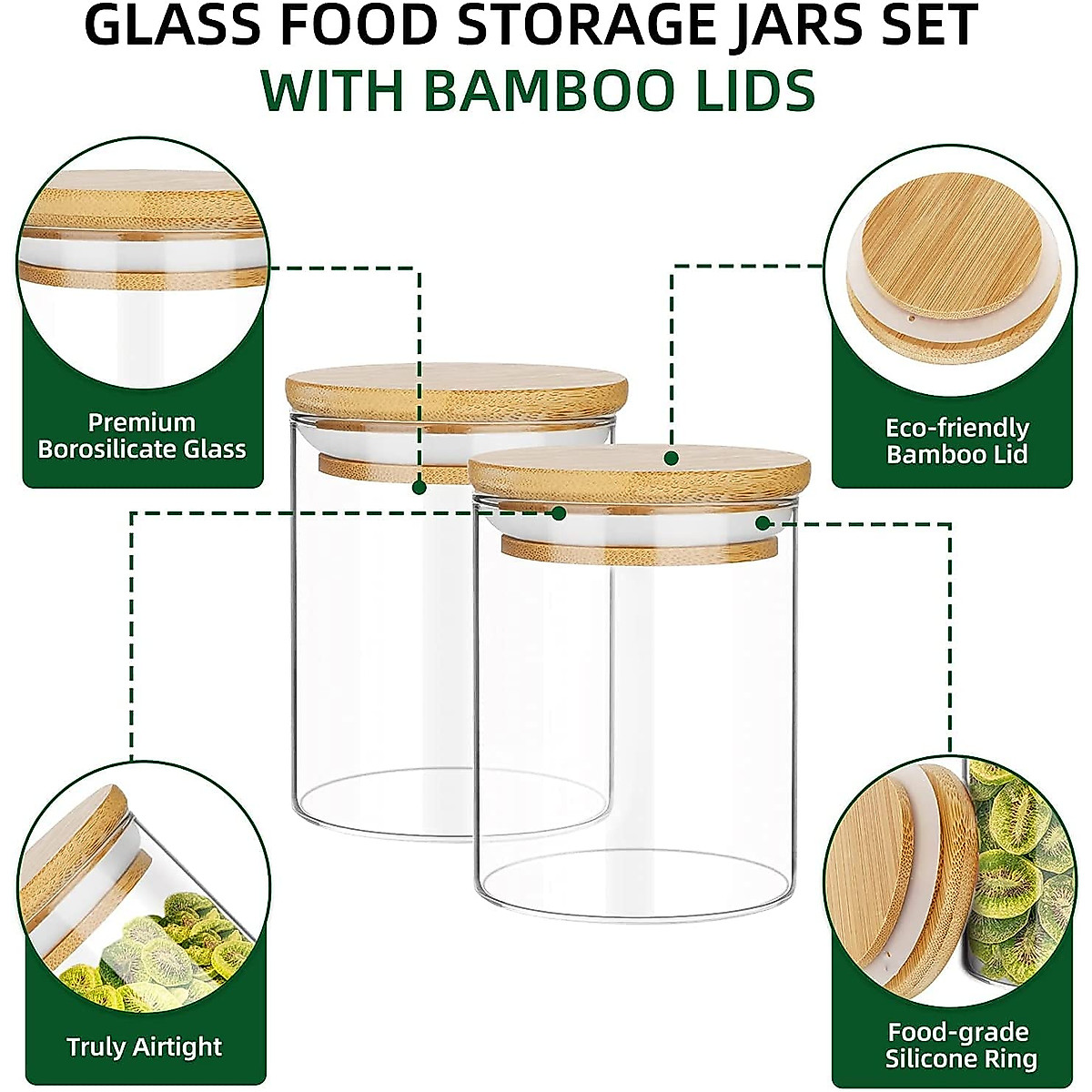 Labros Borosilicate Glass Container Glass Jar with Bamboo Airtight Lid, 9 Pieces,Rice and Spice Jars (220 ml) ||"CUSTOMER TRUST IS OUR SUCCESS" ||9 Pieces, Clear