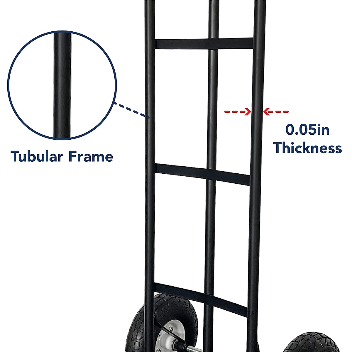 Olympia Tools 600 Lb Steel Hand Truck with P Handle and 10" Pneumatic Wheels for Home and Office Use