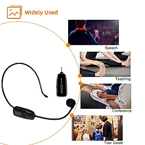 Retekess TT123 Wireless Microphone Headset,2.4G Wireless Headset Mic System,164ft,Headset and Handheld 2 in 1,for Tour Guide,System,Voice Amplifier,Window Speaker,PA System(Incompatible Phone,Laptop)