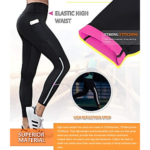 RIBIKA Leggings for Women Yoga Pants Tummy Control with Pocket Sauna Sweat Workout Tank Top Black Gym Butt Lifting