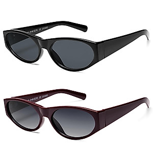 VANLINKER Polarized Retro Small Oval Cat Eye Sunglasses Womens Men Trendy Cateye Shades Narrow Skinny 90s Sunnies VL9683 Tortoise Frame Tea Lens