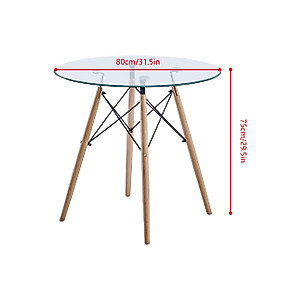 NIBLU Round Glass Dining Table Set for 2,Person Small Round Dinner Table and Velvet Chairs Set for Kitchen Room, 32 inch Leisure Coffee Table for Living Room Accent Table
