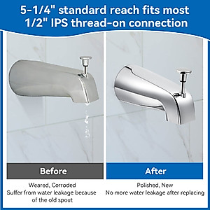 Dreyoo Universal Bathroom Tub Spout Compatible with Westbrass E531D-1F-62, Fits 4 Inch Reach Wall Front Mount Tub Spout with Shower Diverter 1/2'' IPS Inside Thread Bathtub Faucet(Chrome)