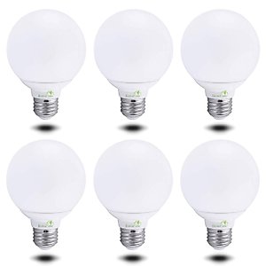 6 Pack Bioluz Dimmable Globe LED G25 Bulbs, 40 Watt Replacement (Uses 6 Watts), Warm White (2700K), 450 Lumens UL Listed - Dimming Light Bulbs for Bathroom, Soft White LED Filament Lights