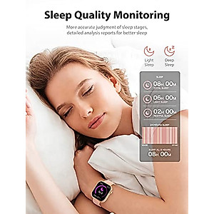 Zombazi 1.91'' Smart Watch for Women Men, Answer/Make Call, 50+ Sports Modes, Fitness Tracker with SpO2/Heart Rate/Sleep Monitor, Voice Assistant, Music and More, Smartwatch iPhone iOS Android (Pink)