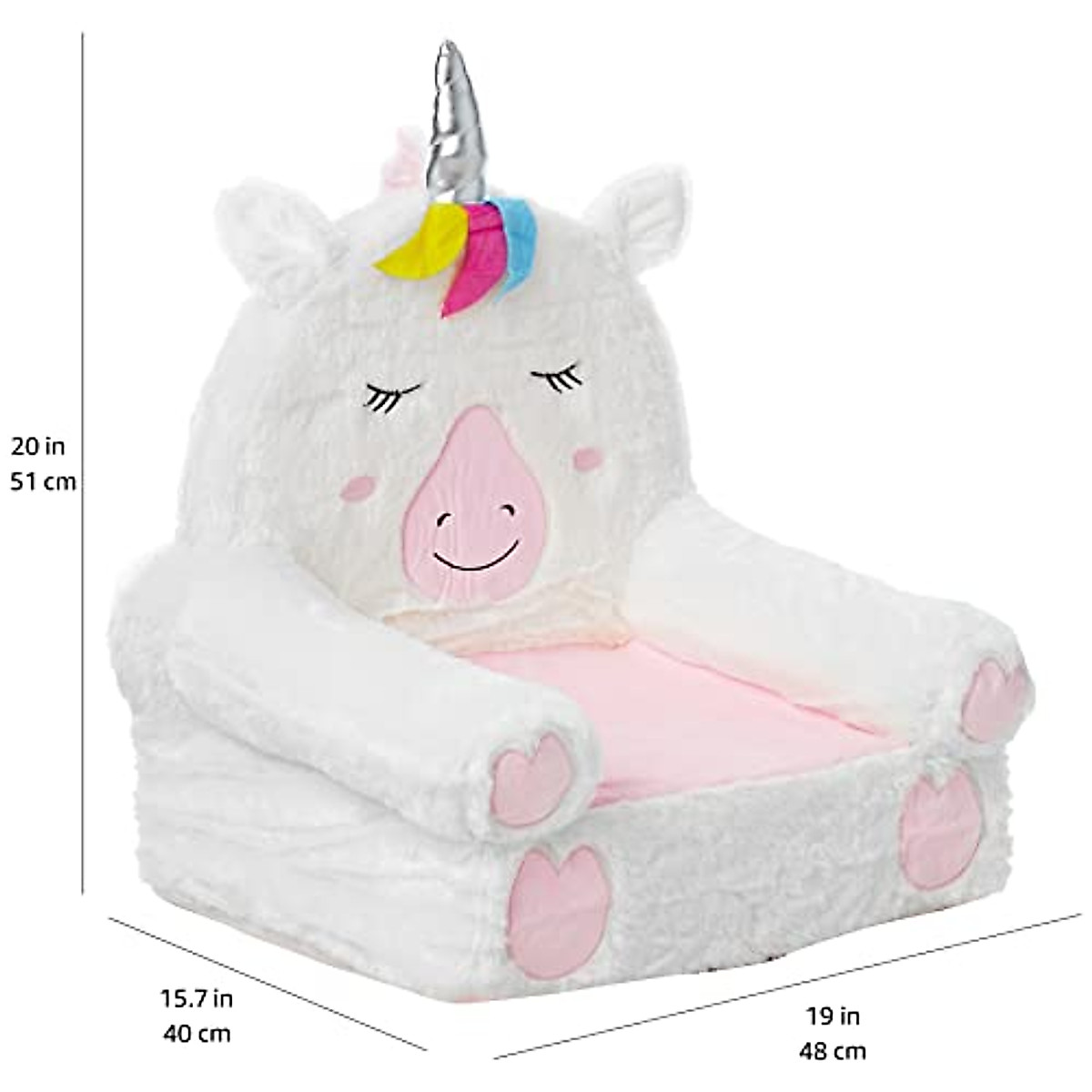 Amazon Basics Children's Plush Toddler Chair, Unicorn, Medium, Multicolor