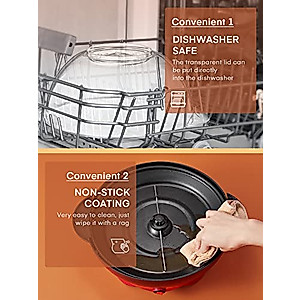 Popcorn Machine, 6.3 Qtrs./28 Cup Popcorn Maker, 800w Stir Crazy Popcorn Popper with Quick-Heat Technology, Removable Non-Stick Surface, Cool Touch Handles, Thicken Transparent Cover, 2 Measuring Cap