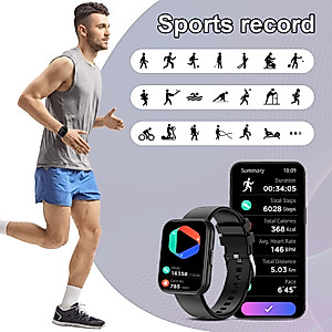 1.95'' Smart Watches for Men Women Make/Answer Call, Fitness Watch with AI Control Call/Text, Smart Watch for Android Phones Iphone Compatible, 107 Sports Blood Pressure Heart Rate Monitor Pedometer