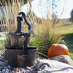 7Penn Patio Water Fountains Outdoor Waterfall Unit - Electric Pump 2 Tier Garden Fountain Outdoor Water Feature