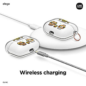 elago l LINE Friends Burger Time Clear Case Compatible with AirPods Pro, Durable Full Body Protection, Reduced Yellowing, Reduced smudging [Official Merchandise] (All)