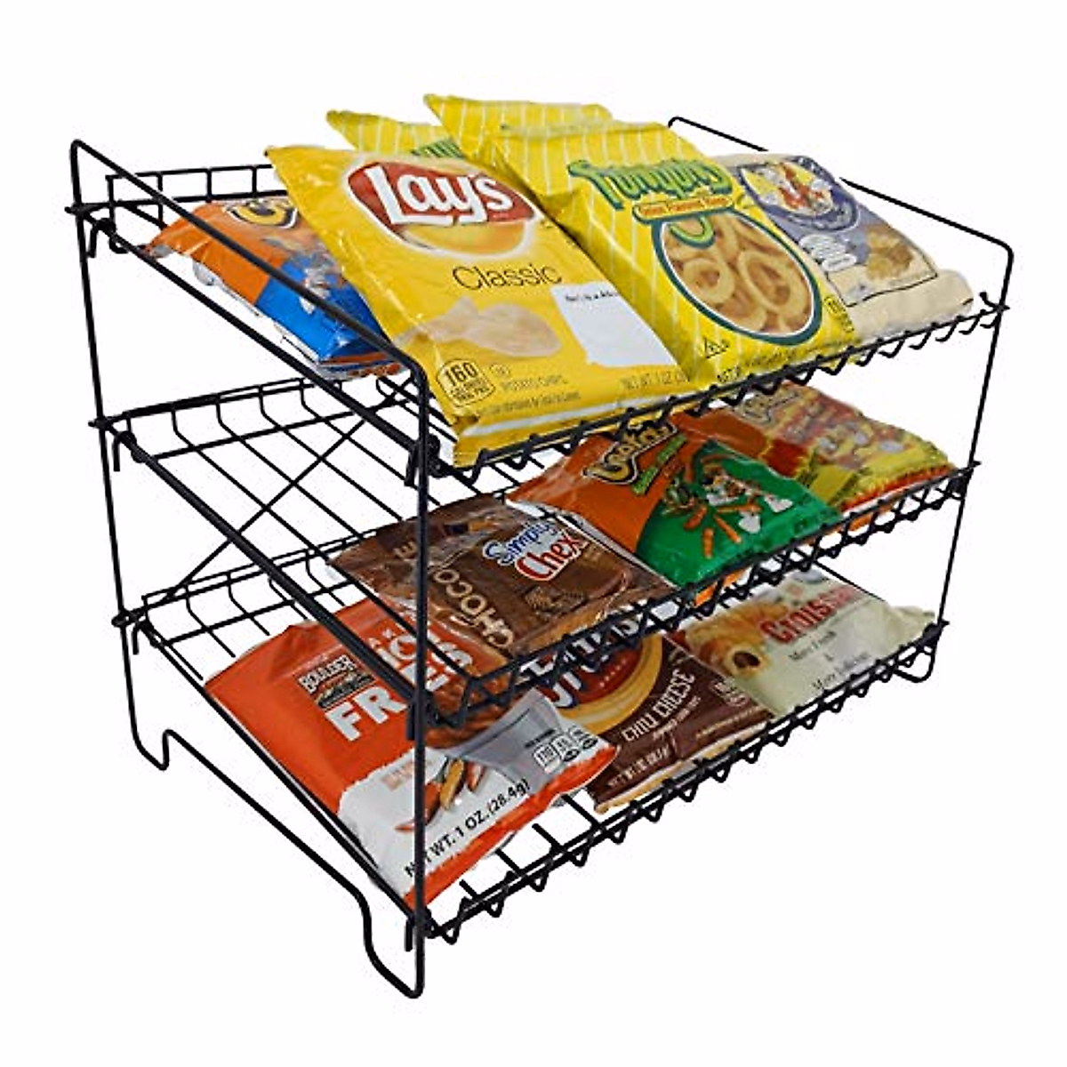 FixtureDisplays 16" x 12.5" x 10" Wire Rack for Countertop Use with 3 Open Shelves, Black 10085-NEW