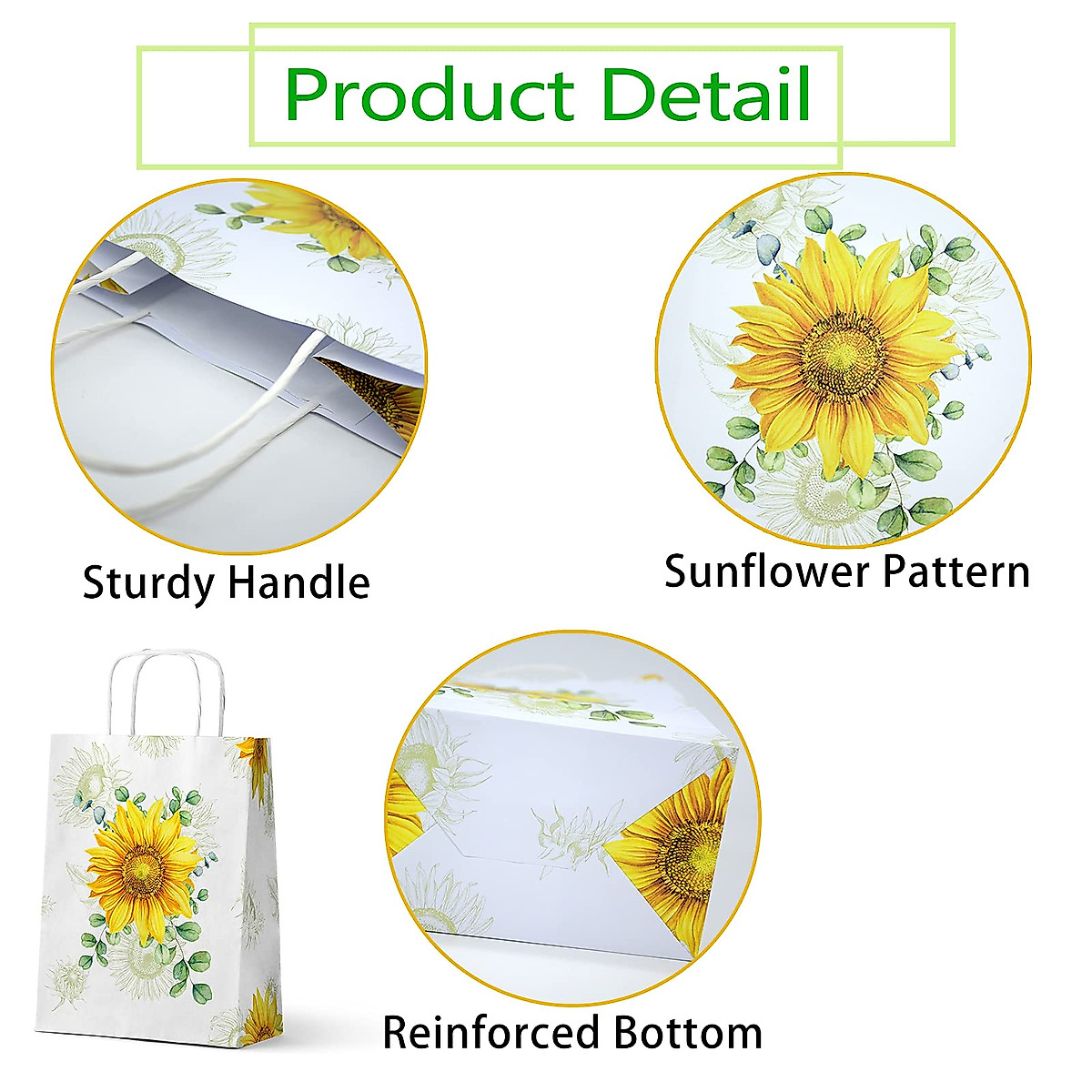 FRIDAY NIGHT Sunflower Candy Bags with Handles Sunflower Themed Party Gift Bag for Thanksgiving Summer Fall Rustic Party Baby Shower Birthday Wedding Bridal Shower Party Supplies(24 Pcs)