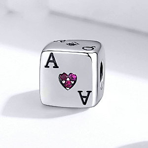 LAMOONY Poker Charm Beads for making jewelry 925 Sterling Magic Hat Charm Birthday Charm for Pandora Charm Bracelet (Dice)
