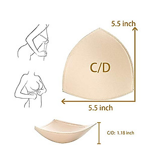 FANMAOUS 4 Pairs Bra Pad Insert,Removable Sport Bra Cup Triangle Breathable & Reusable Bra Pad for Yoga Bra,Swimsuits,Bikini