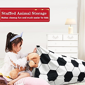 Jorbest Stuffed Animal Storage, Soccer Stuffed Animal Bean Bag Storage, Soccer Bean Bag Chair Cover for Kids, Luxury Velvet Stuffie Seat - Cover ONLY (200 L/52 Gal)