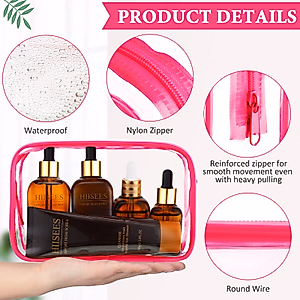 Weewooday 12 Pieces Clear Cosmetics Bag PVC Zippered Clear Toiletry Carry Pouch Cosmetic Makeup Bag Waterproof Makeup Vinyl Plastic Organizer Case for Vacation Bathroom