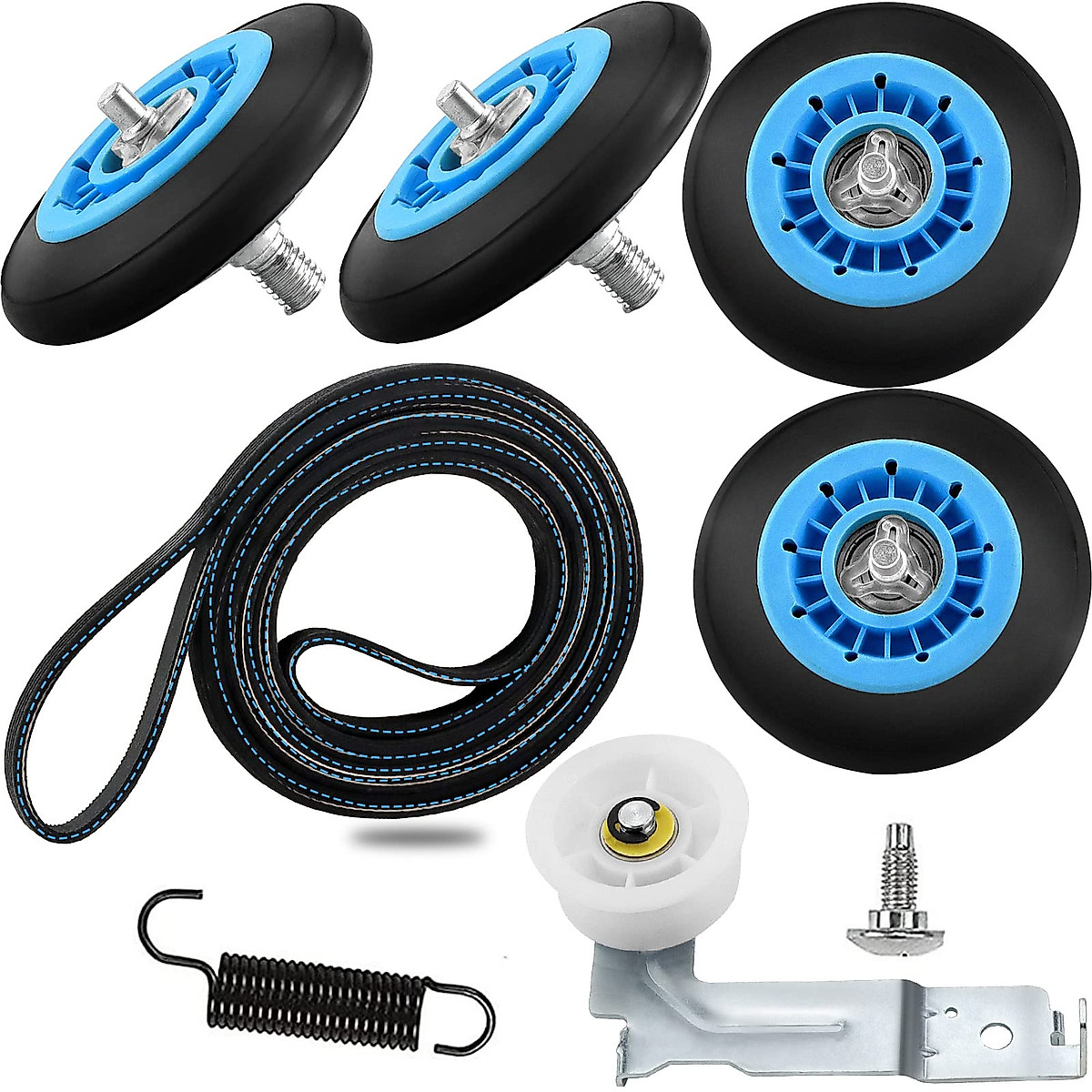 DV45H7000EW A2 DV42H5000EW A3 Parts Replacement for Samsung Dryer Roller Replacement Kit DC97-16782A Dryer Belt 6602-001655 Idler Pulley DC93-00634A Tension Spring for DV42H5200EW A3 DV48H7400EW A2
