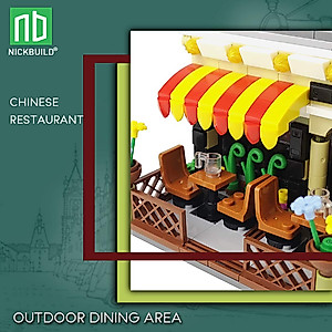 Nickbuild Street Chinese Restaurant MOC Building Blocks Toy, Towns Series Kits, Buildable City Toys, Collectible Play Model Set and Building Kit for Kids and Teens (1326 PCS)