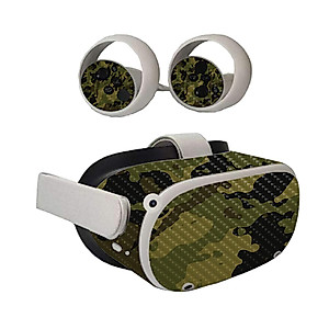 MightySkins Carbon Fiber Skin Compatible with Oculus Quest 2 - Green Camouflage | Protective, Durable Textured Carbon Fiber Finish | Easy to Apply | Made in The USA