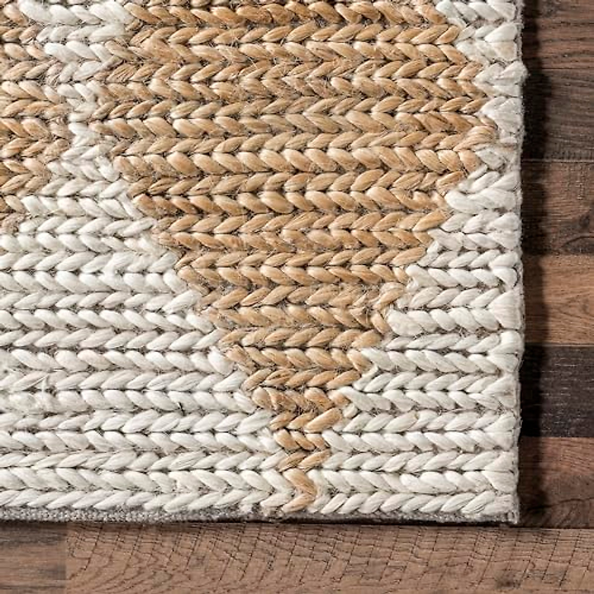 nuLOOM Chaya Diamond Striped Jute Blend Area Rug, 5x8, Natural