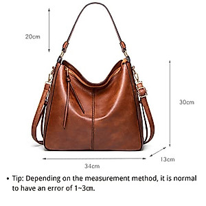 Hobo Bags for Women Large Shoulder Leather Handbags Bucket Purse Satchel Black