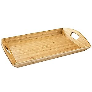 Totally Bamboo Butler's Serving Tray with Handles, Decorative Tray for Ottoman or Coffee Table, 23" x 15