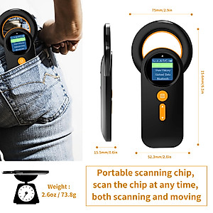 Bluetooth Pet Microchip Reader,Alacrity 3-in-1(2.4GHz Wireless+Bluetooth+USB) Animal Universal Microchip Tag Reader Scanner with 1.44” TFT Screen,800mA*H Rechargeable Battery,240 Pieces Data Storage