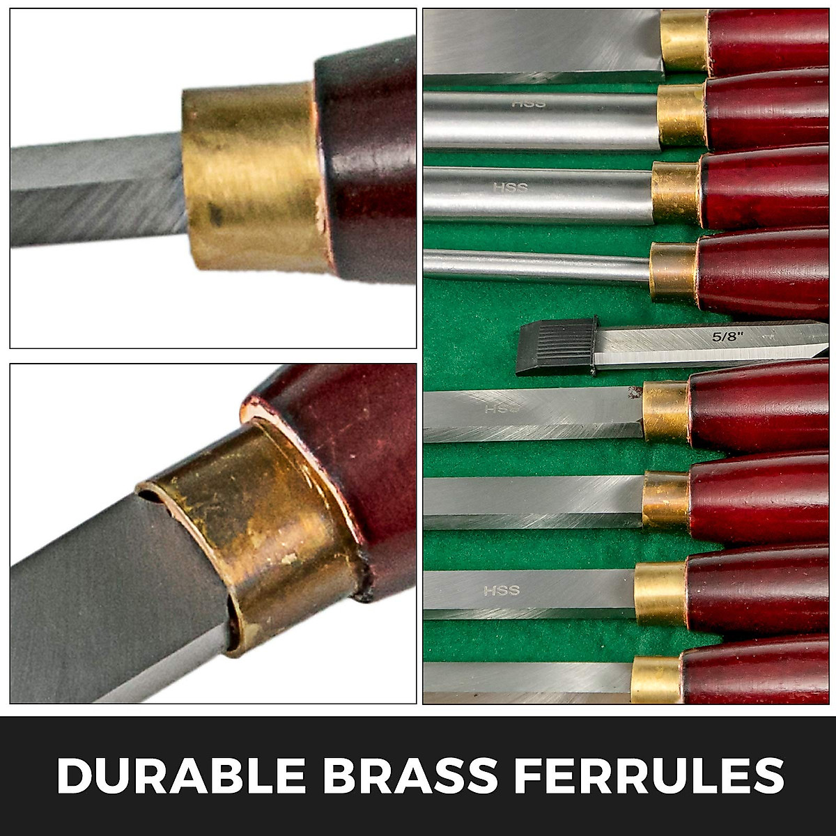 Mophorn Woodworking Lathe Chisel Set 8 Piece Set Lathe Chisel HSS Steel Blades Wood Turning Tools Wooden Case for Storage for Wood Carving Root Carving Furniture Carving Lathes Red