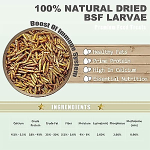 Amzey 10LBS Dried Black Soldier Fly Larva/Dried Mealworms - 100% Natural BSF Larvae - 85XMore Calcium Than Mealworms - High Calcium Treats for Chickens, Birds, Reptiles, Hedgehog, Geckos, Turtles