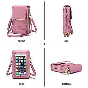 Roulens Small Crossbody Cell Phone Purse for Women, Touch Screen Bag Shoulder Handbag Wallet with Credit Card Slots