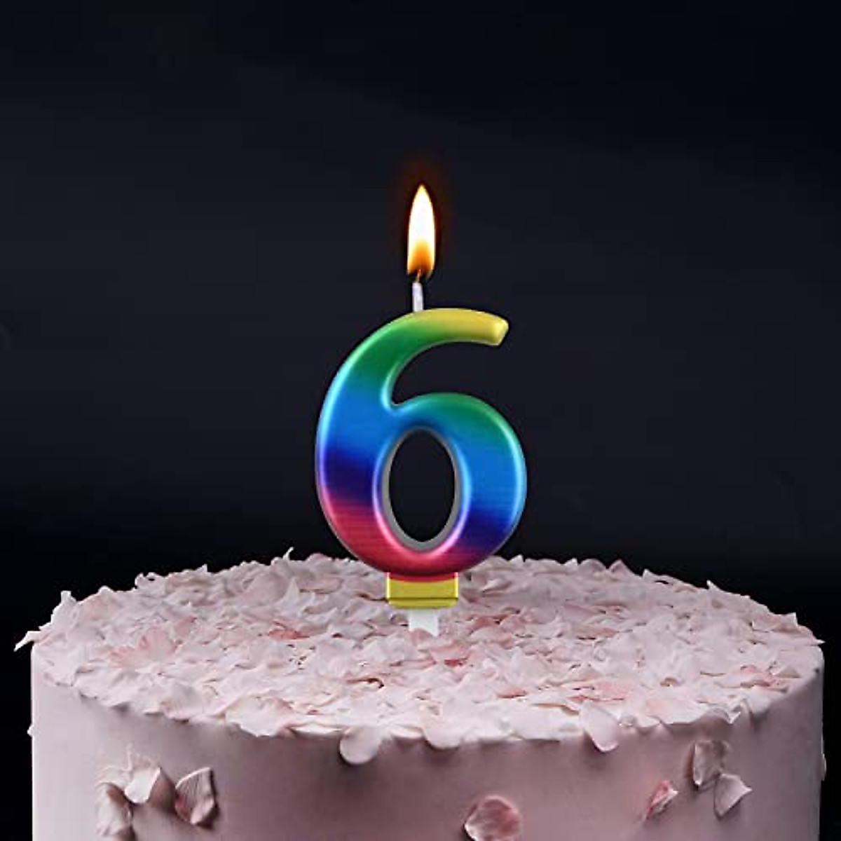 Birthday Candles Numeral 6 Gradient Rainbow Colors Big Number Candles Wax Cake Topper Decoration for Any Celebration