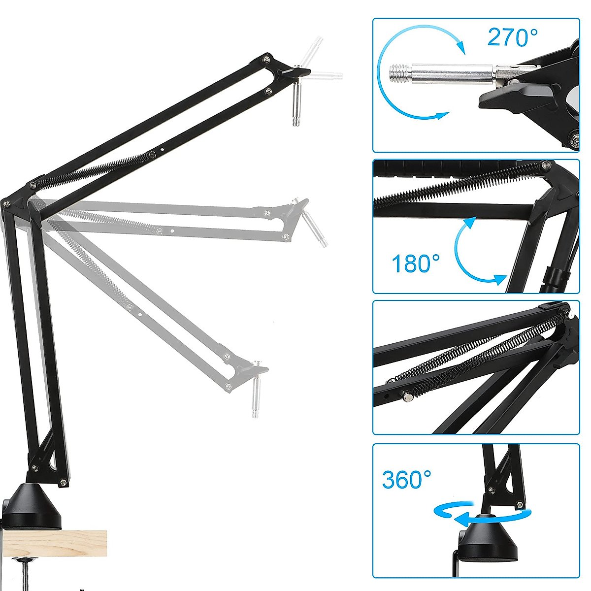 Quadcast Mic Boom Arm with Pop Filter - Advanced Microphone Arm Compatible with HyperX QuadCast Microphone, Professional Adjustable Scissor Microphone Stand by YOUSHARES