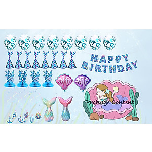 Mermaid Birthday Decorations, Mermaid Party Decorations, Mermaid Party Supplies, Mermaid Balloon Banners Hat Ornaments etc.