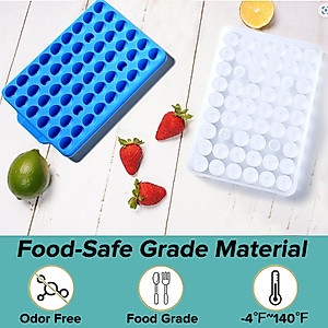 longzon Mini Round Ice Cube Tray with Lid and Bin, 2 pack Silicone Ice Cube Trays for Freezer,Circle Ice Mold,Ice Trays for Freezer Making 100pcs 20mm Sphere Ice Balls Chilling Cocktail Whiskey Coffee