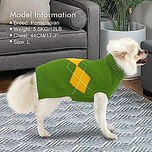 ALAGIRLS Kawai Green Cat Christmas Sweater Dog Clothes for Boys Girls,Winter Warm Turtleneck Fleece Puppy Sweater,Holiday Pet Outfits Apparel,Green S